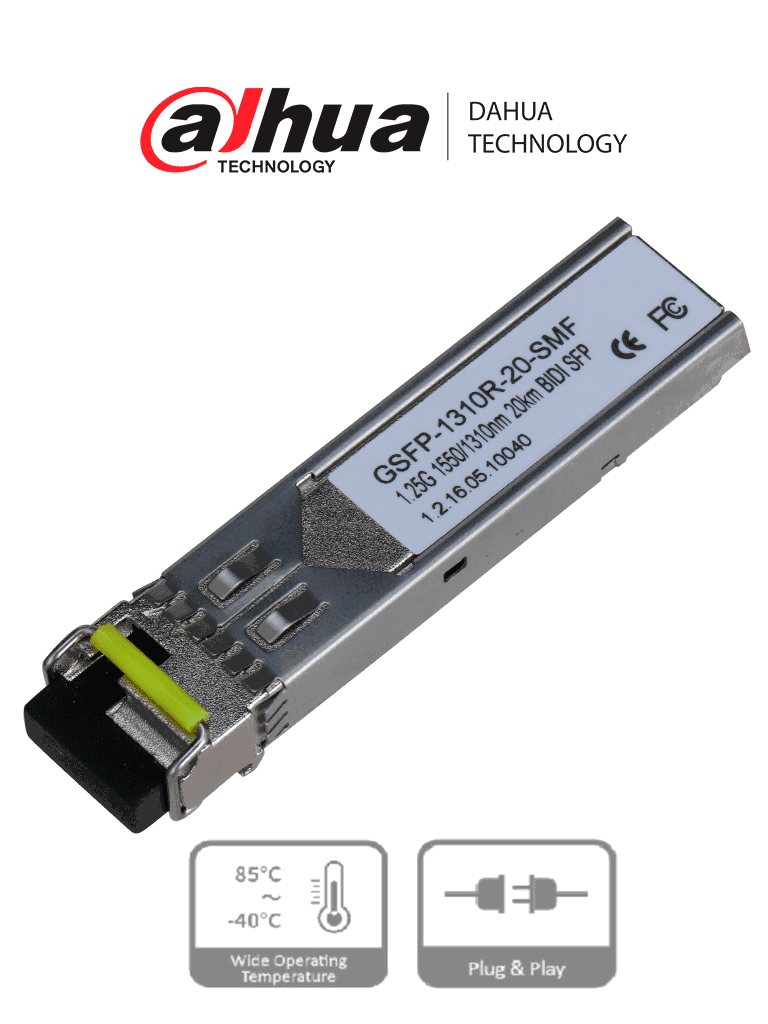 DAHUA GSFP1310R20SMF- MODULO FIBRA OPTICA SFP MONOMODO/ TRASMISION ...